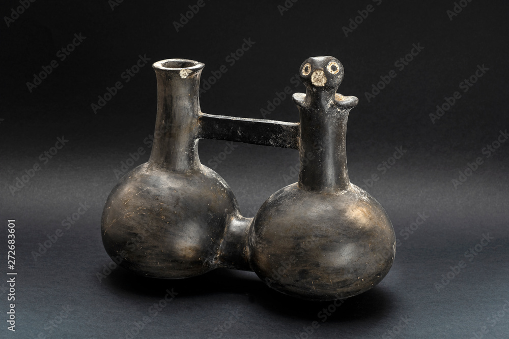 Pre-columbian animal-shaped ceramic called "Huaco" from Lambayeque ...