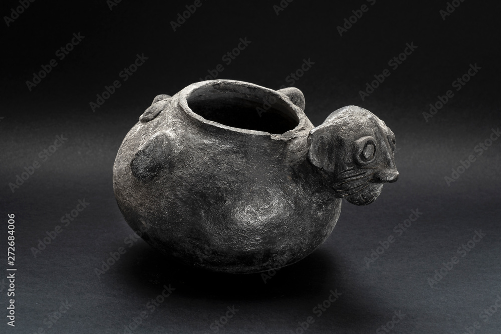 Pre-columbian animal-shaped ceramic called "Huaco" from Lambayeque ...