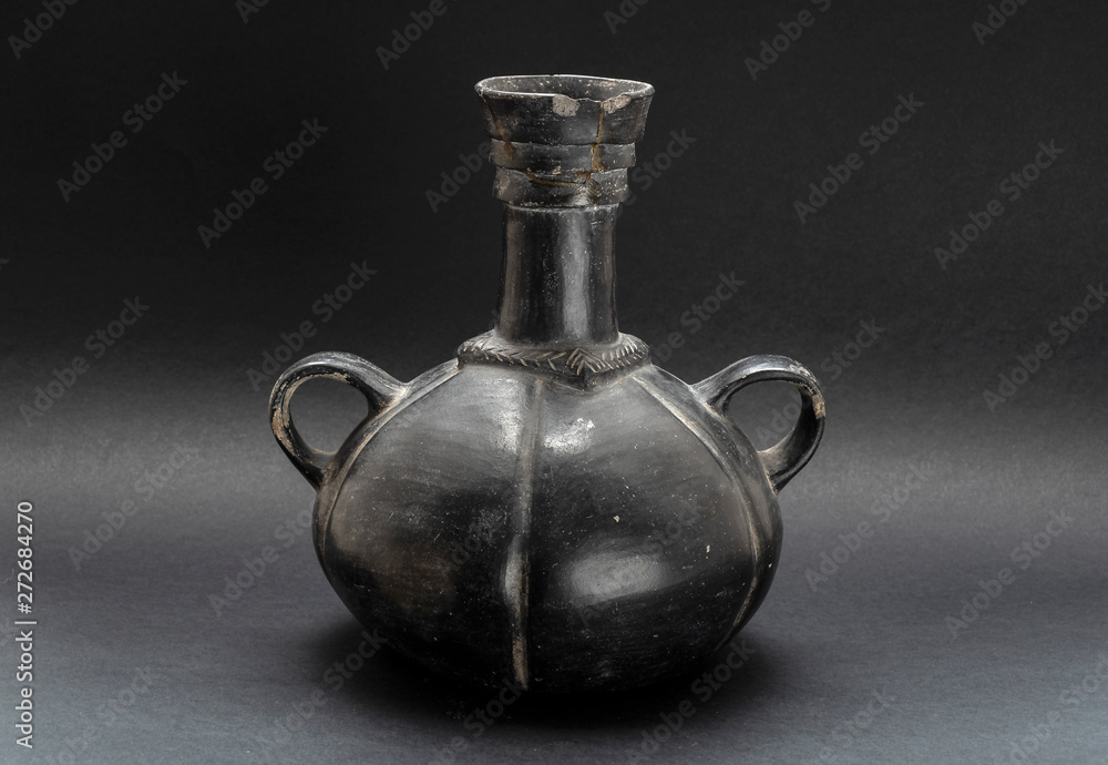 Pre-columbian ceramic vessel called "Huaco" from Chimu ancient Peruvian ...