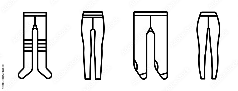 Tights icons set. Outline set of tights vector icons for web design ...