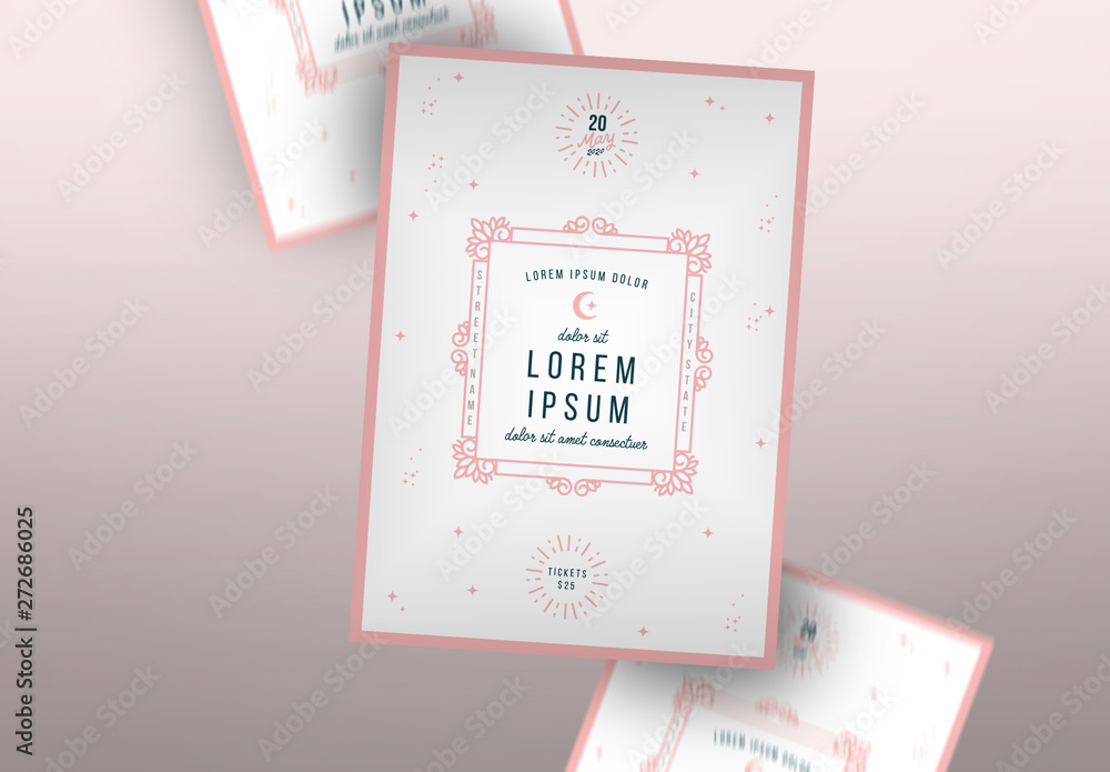 Event Poster Layout with Graphic Pink Elements Stock Template | Adobe Stock