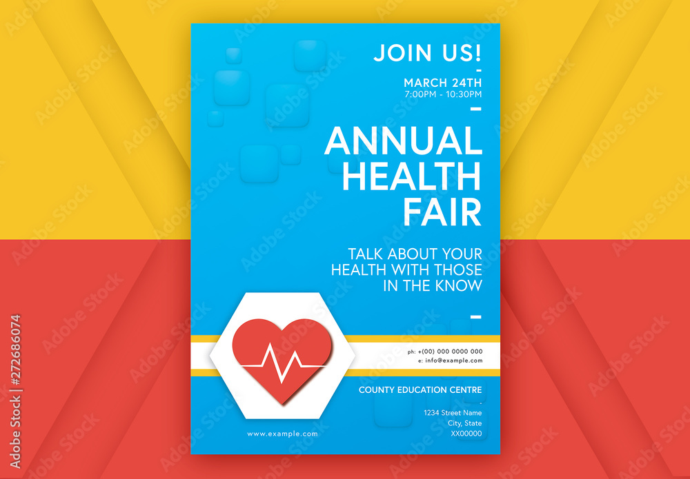 Blue Health Event Poster Layout Stock Template | Adobe Stock