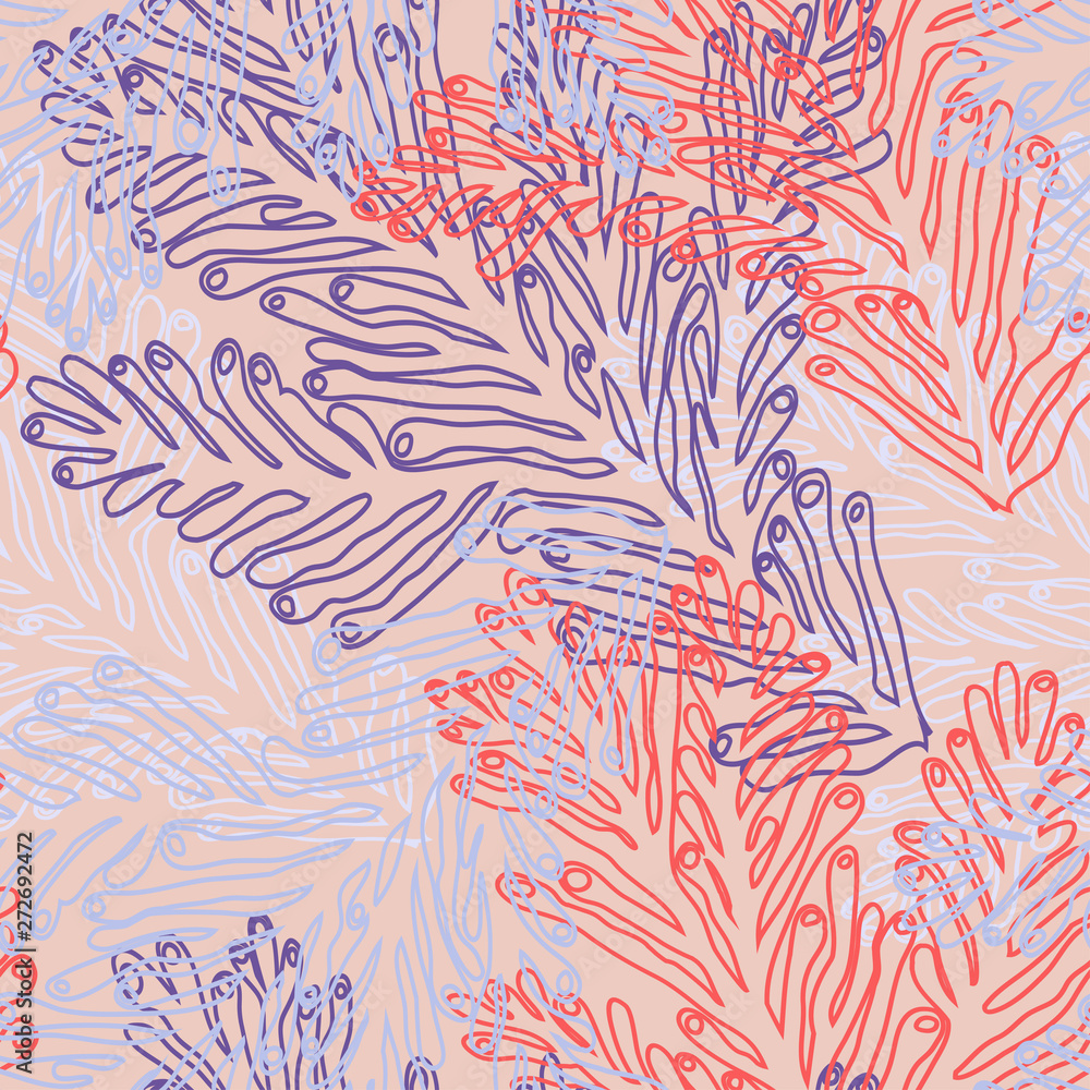 Underwater ocean coral reef plants, corals. Aquatic and aquarium ...