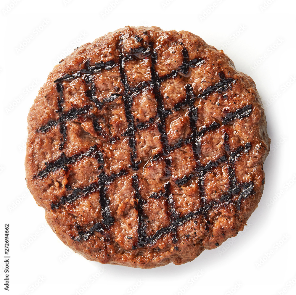 Grilled burger beef meat isolated on white background Stock Photo ...