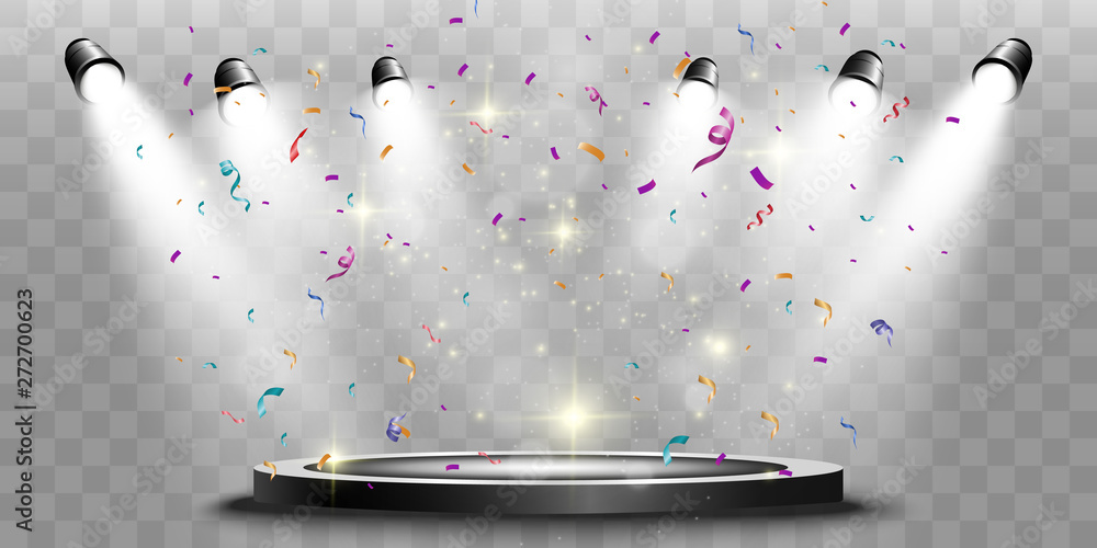 Winner background with signs of first, second and third place on a ...