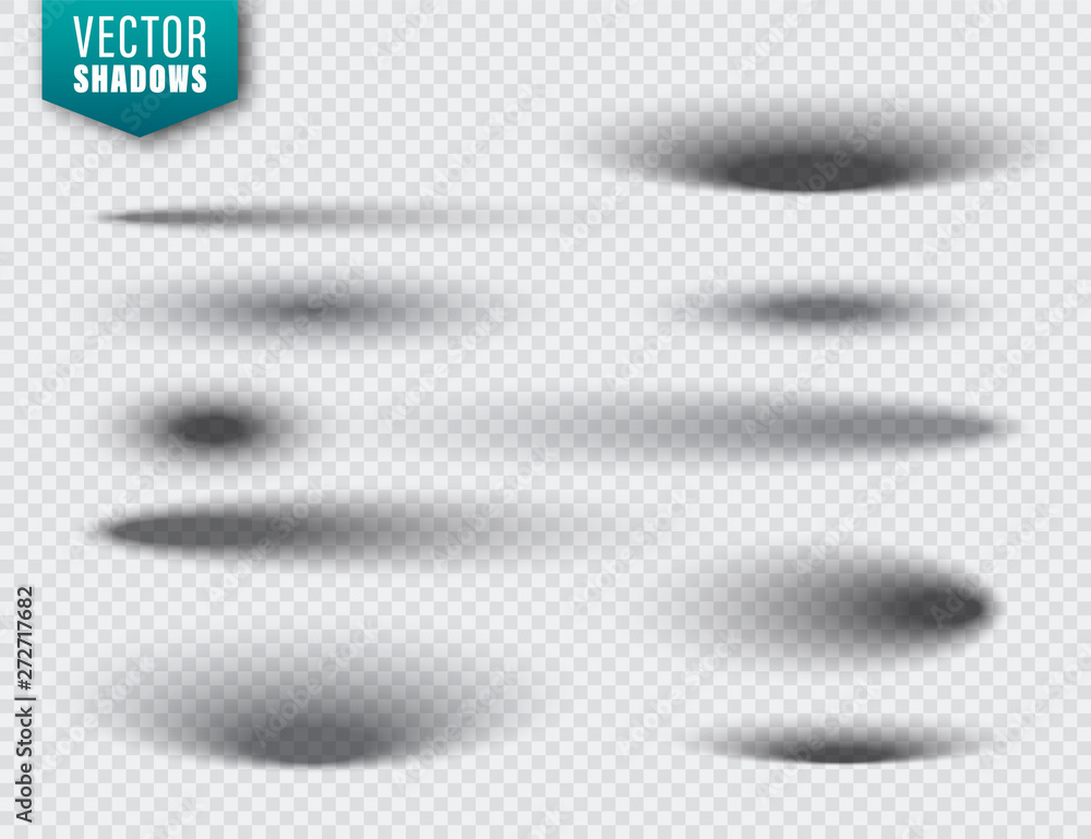 Vector shadows set on transparent background. Realistic isolated shadow ...