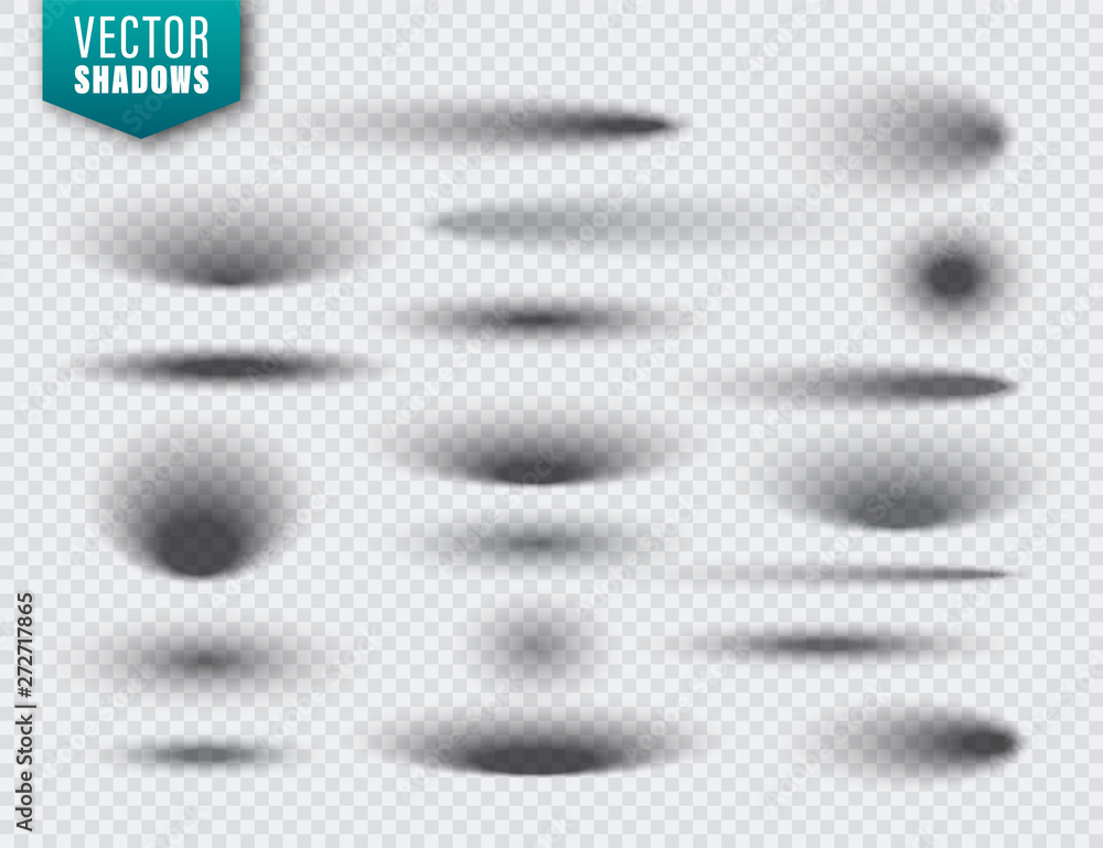 Vector shadows set on transparent background. Realistic isolated shadow ...