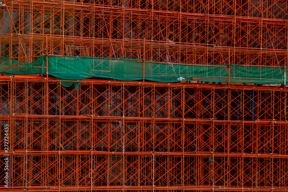 scaffolding in the high altitude, scaffolding formed a myriad of grid ...