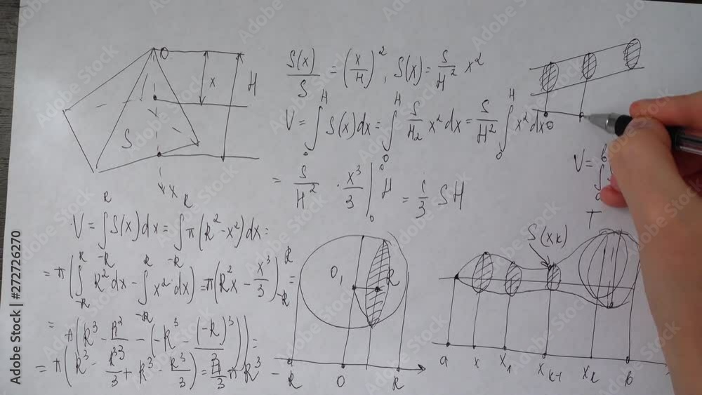 Writing of mathematical formulas on paper. Work of the mathematician ...