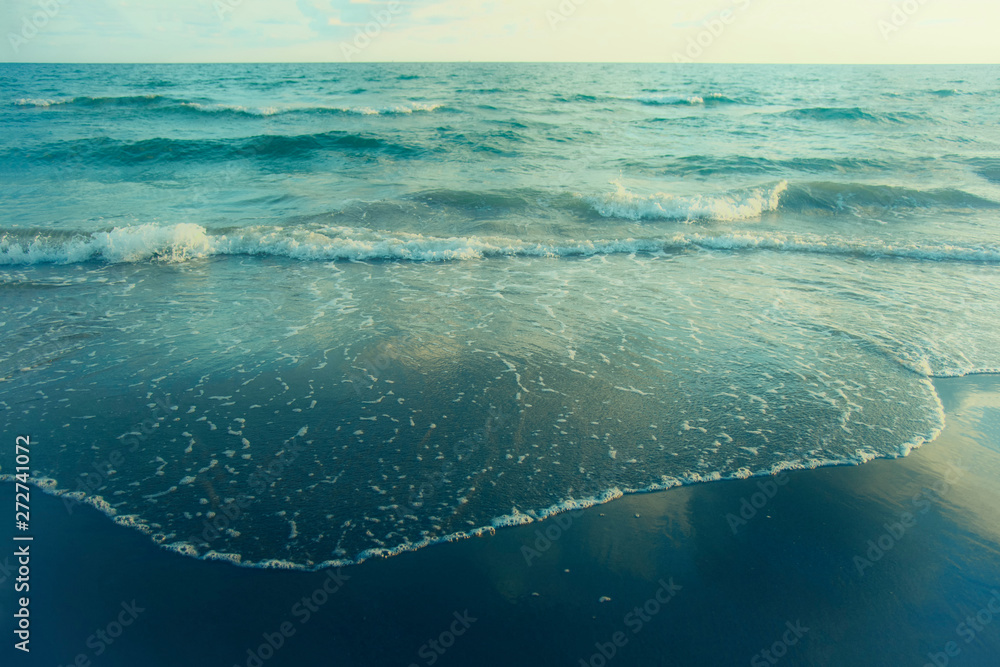 wave beach background ocean sea and sandy beautiful / film tone blue ...