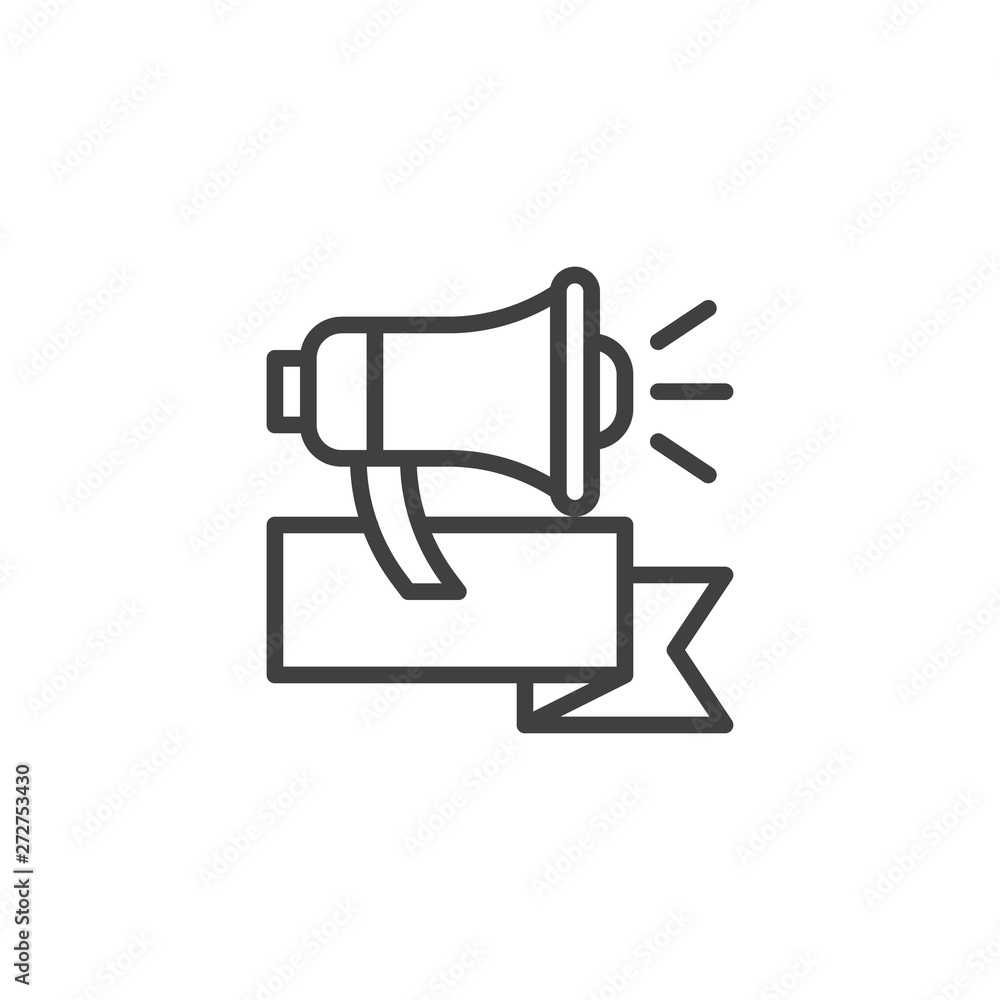 Advertising, promotion line icon. linear style sign for mobile concept ...