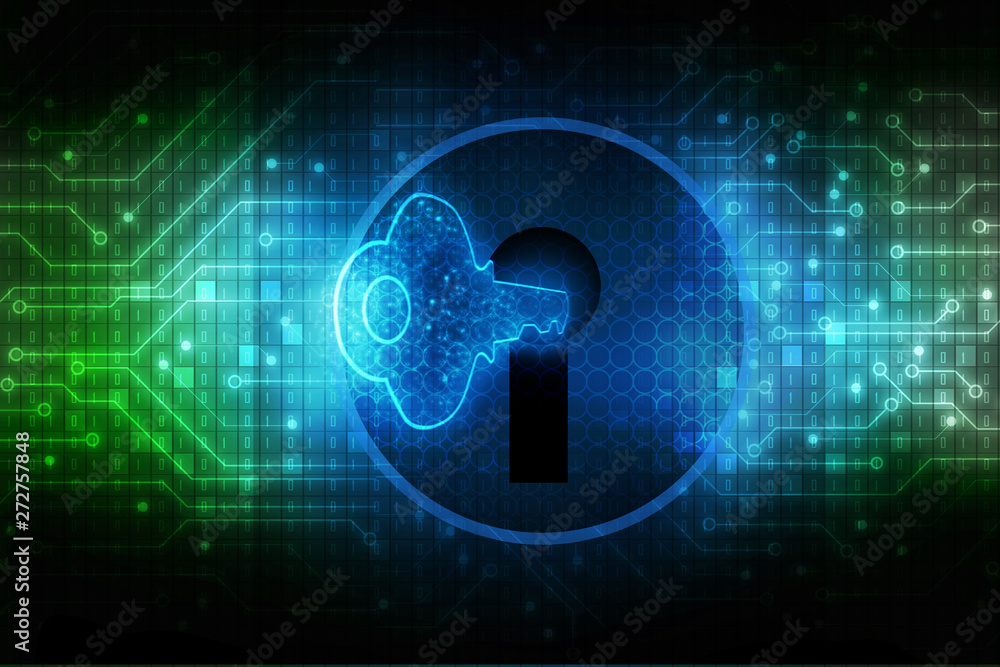 2d digital abstract technology digital future cyber security key Stock ...