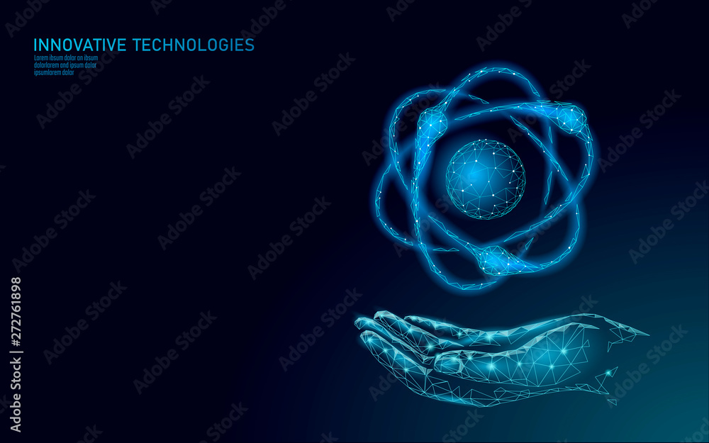 Atom particle sign in hands world map. Nuclear military weapons global ...