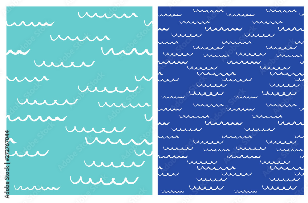 Cute Abstract Hand Drawn Waves Seamless Vector Pattern. White Inftanile ...