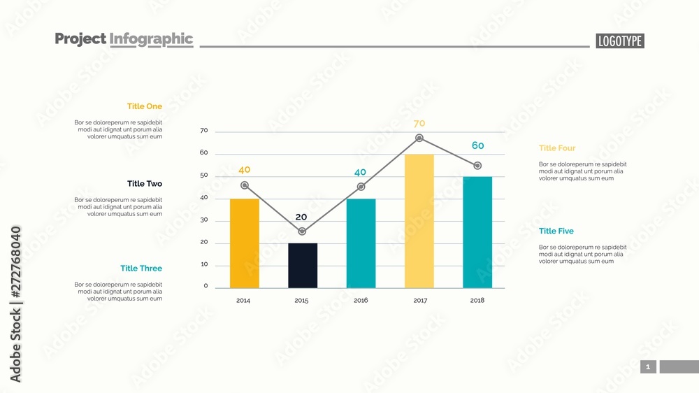Four columns bar chart slide template. Business data. Comparison ...