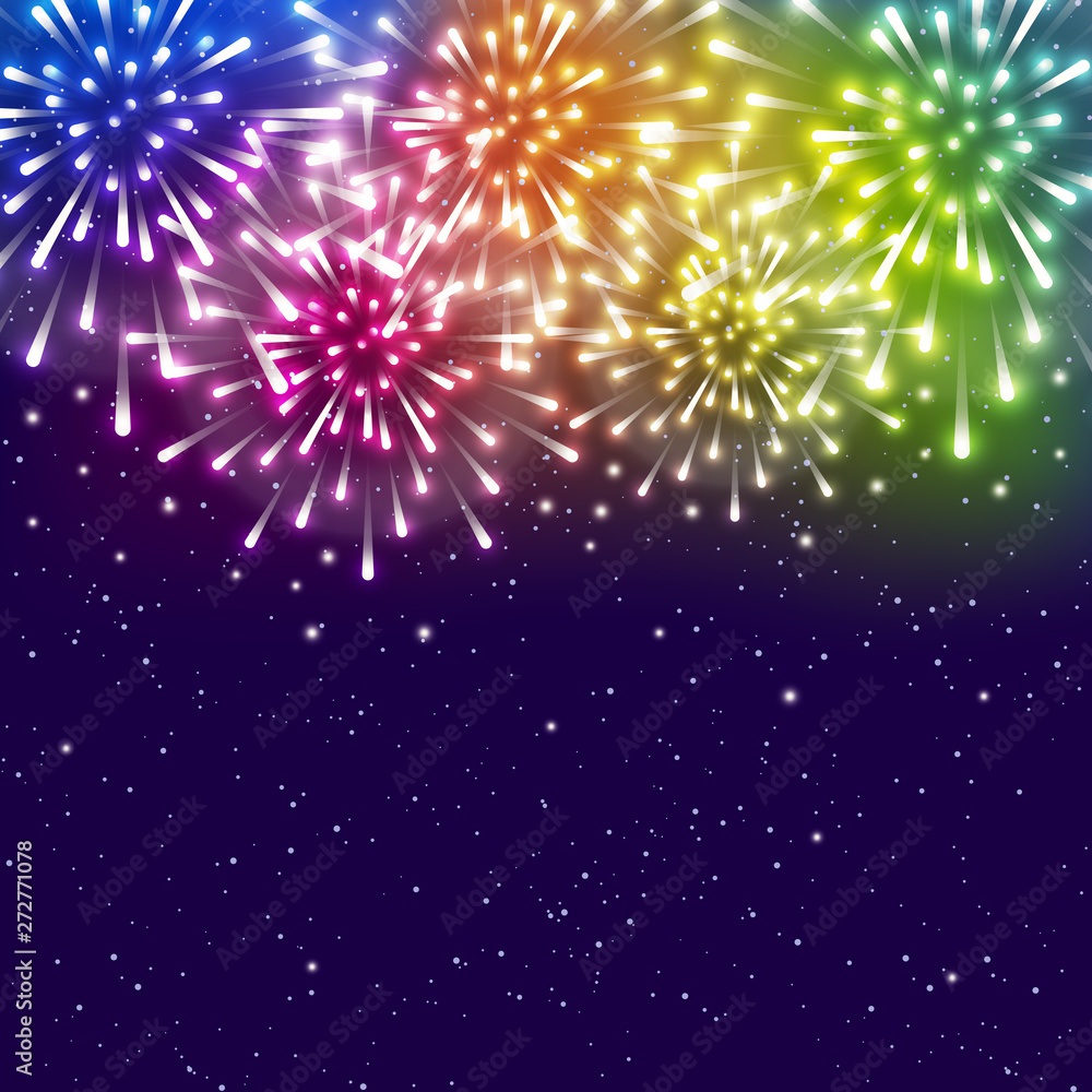 Shiny fireworks on starry sky background for Your holiday design Stock ...