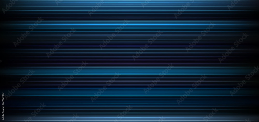 Abstract dark blue background with horizontal light and lines pattern ...