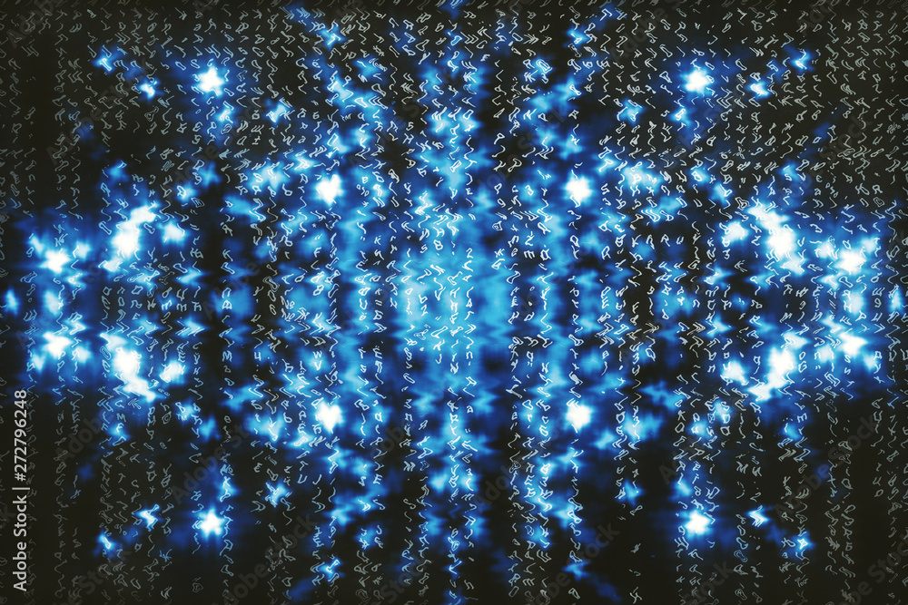 Blue matrix digital background. Abstract cyberspace concept. Characters ...