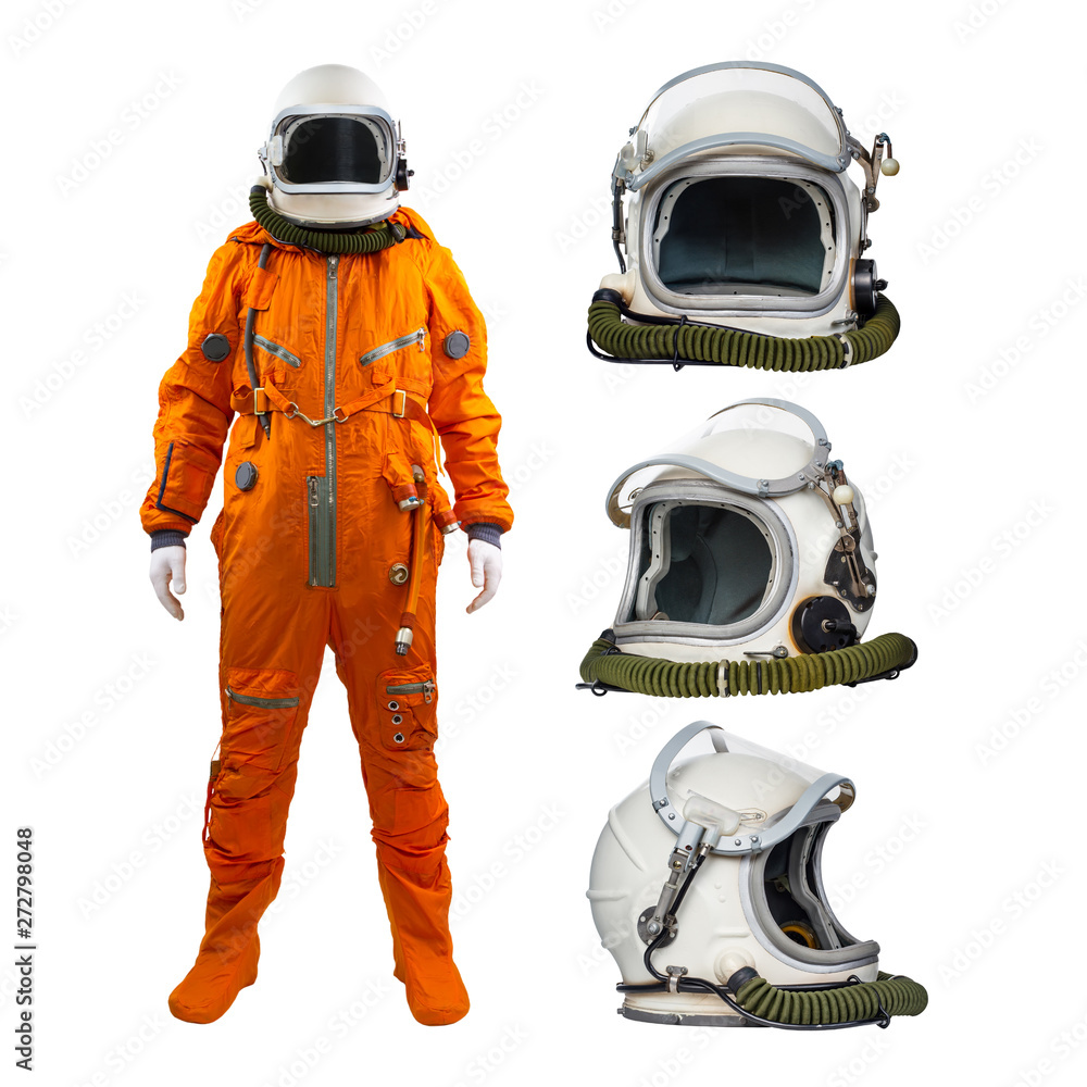 Astronaut with helmets isolated on a white background. Cosmonaut ...