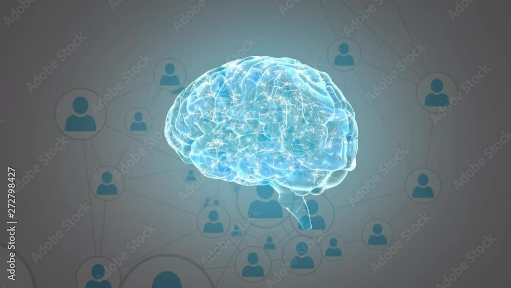 Brain with a network of profile icons Stock Video | Adobe Stock