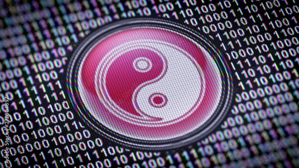Vidéo Stock Ying-Yang icon. Binary code ( array of bits ) in the screen ... Vidéo Stock Ying-Yang icon. Binary code ( array of bits ) in the screen ...