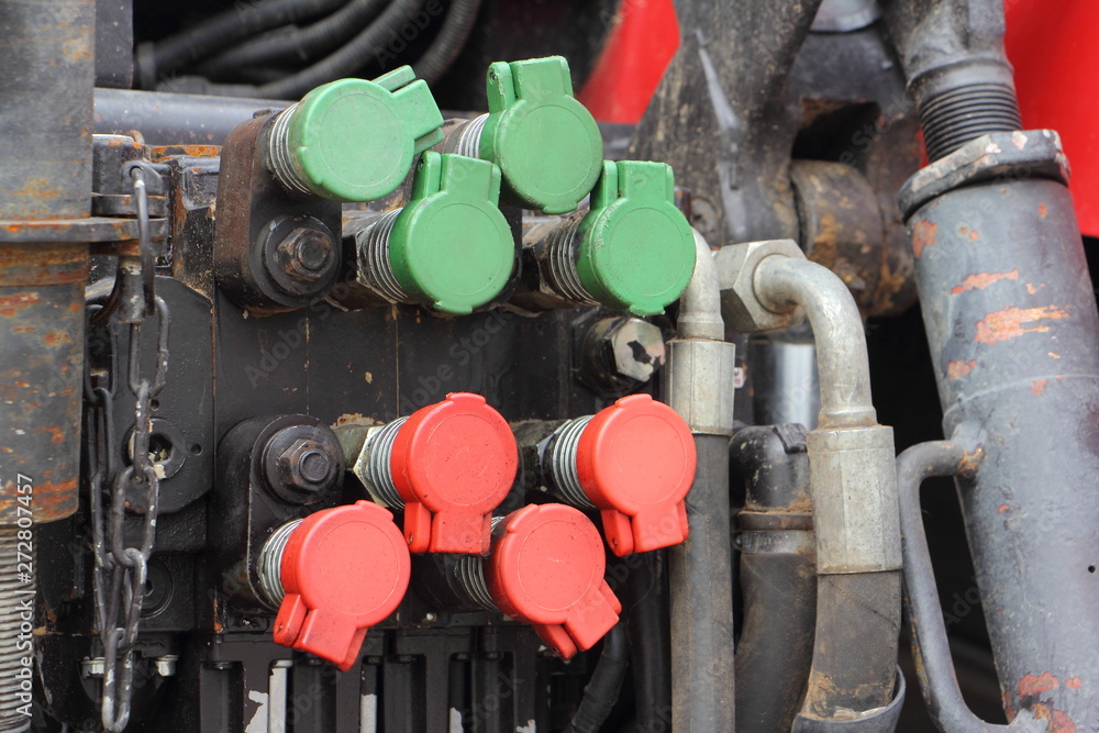Red and green connectors with covers for connection of mounted units to ...