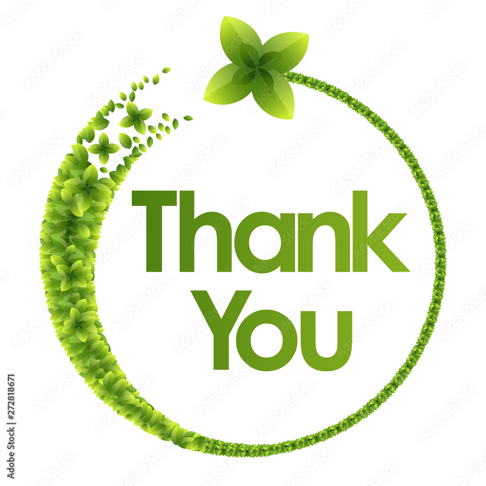 Thank You and Circle green Leaf illustration Stock Vector | Adobe Stock