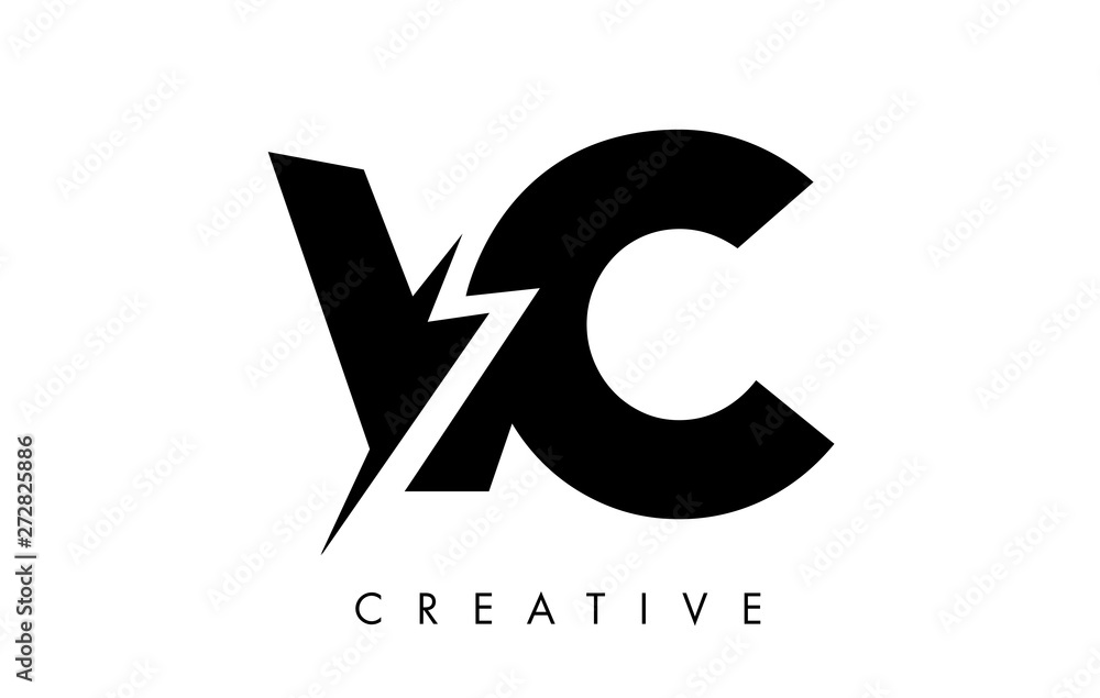 VC Letter Logo Design With Lighting Thunder Bolt. Electric Bolt Letter ...