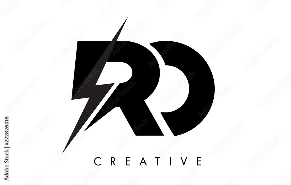 RO Letter Logo Design With Lighting Thunder Bolt. Electric Bolt Letter ...