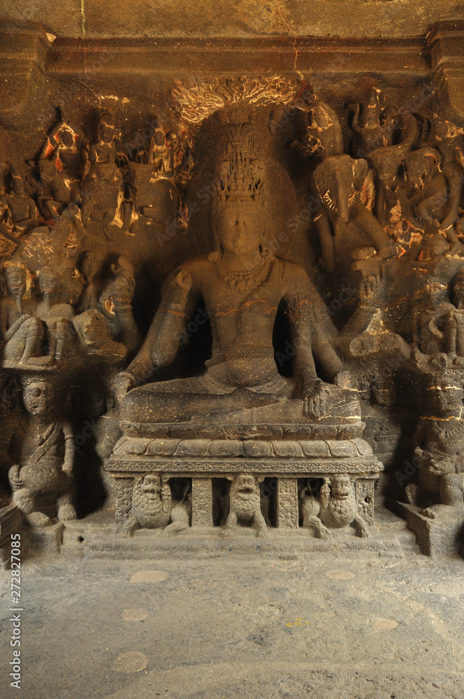 Stone carved statues of ellora caves Aurangabad, India Stock Photo ...