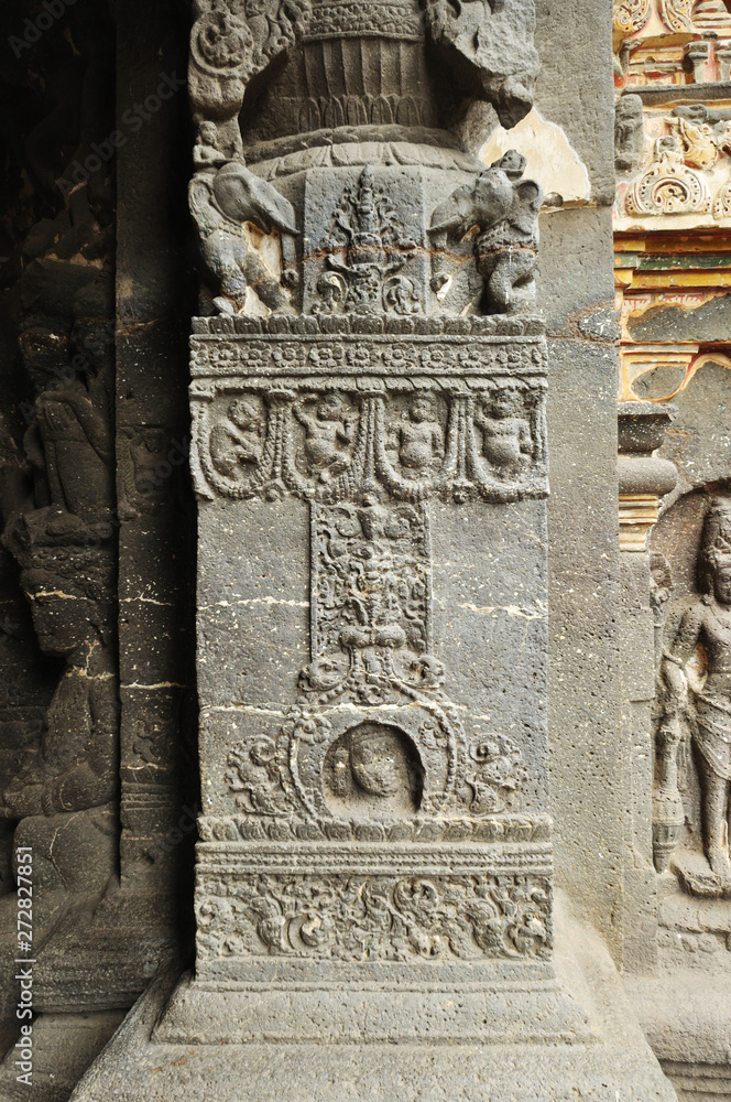 Stone carved statues of ellora caves Aurangabad, India Stock Photo ...
