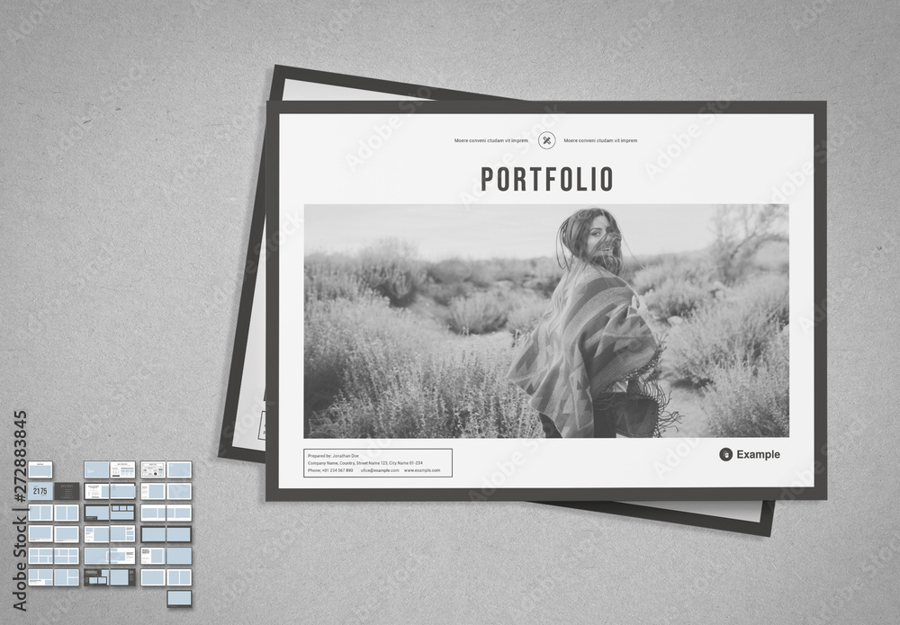 Dark Gray and White Landscape Portfolio Stock Template | Adobe Stock