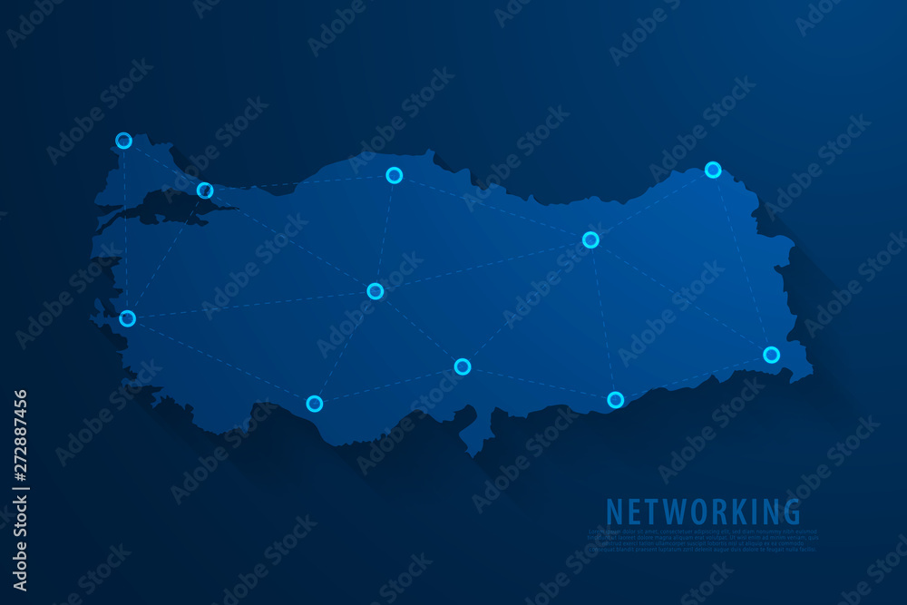 Simple blue Turkey map technology background, vector Stock Vector ...