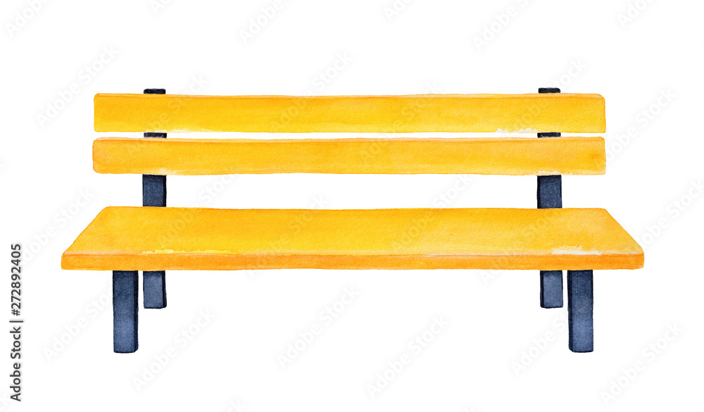 Bright yellow wooden bench. One single object. Nice furniture to ...