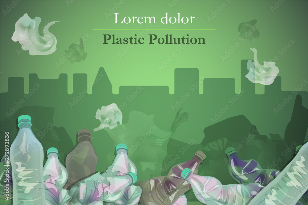 Plastic pollution background Stock Vector | Adobe Stock