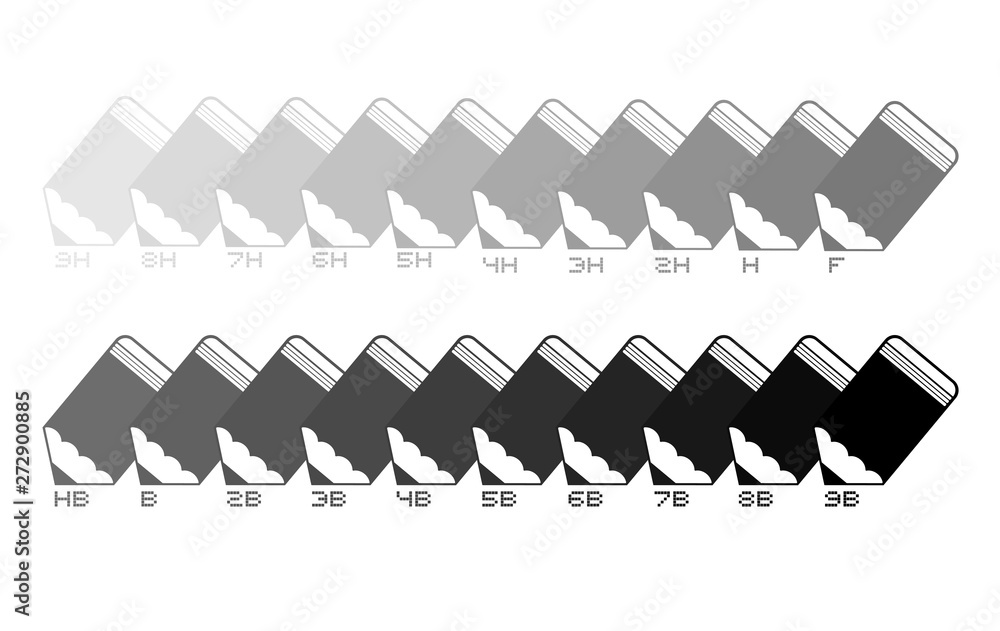 Grading scale for graphite pencils Stock Vector | Adobe Stock