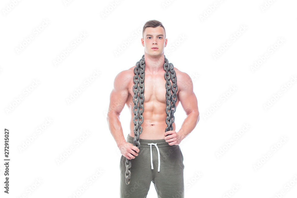 The Perfect male body - Awesome bodybuilder posing. Hold a chain ...