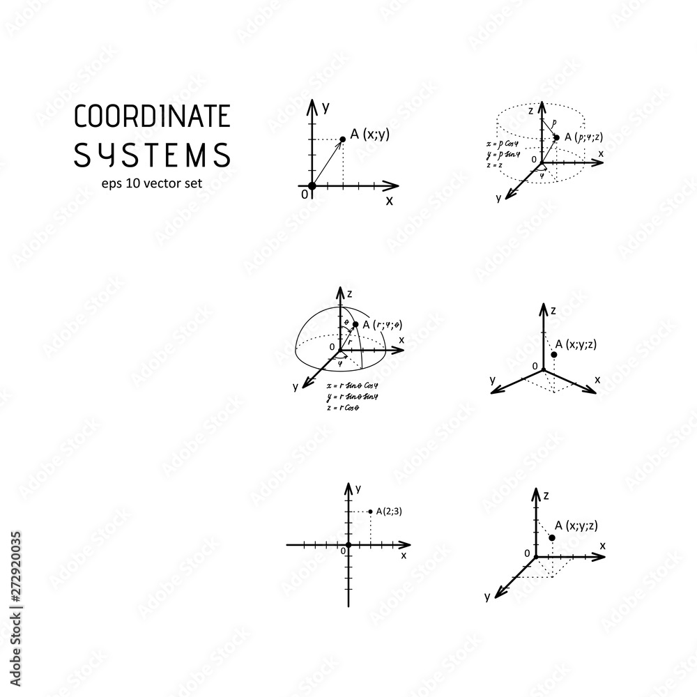 System of coordinates - vector icon set. Stock Vector | Adobe Stock