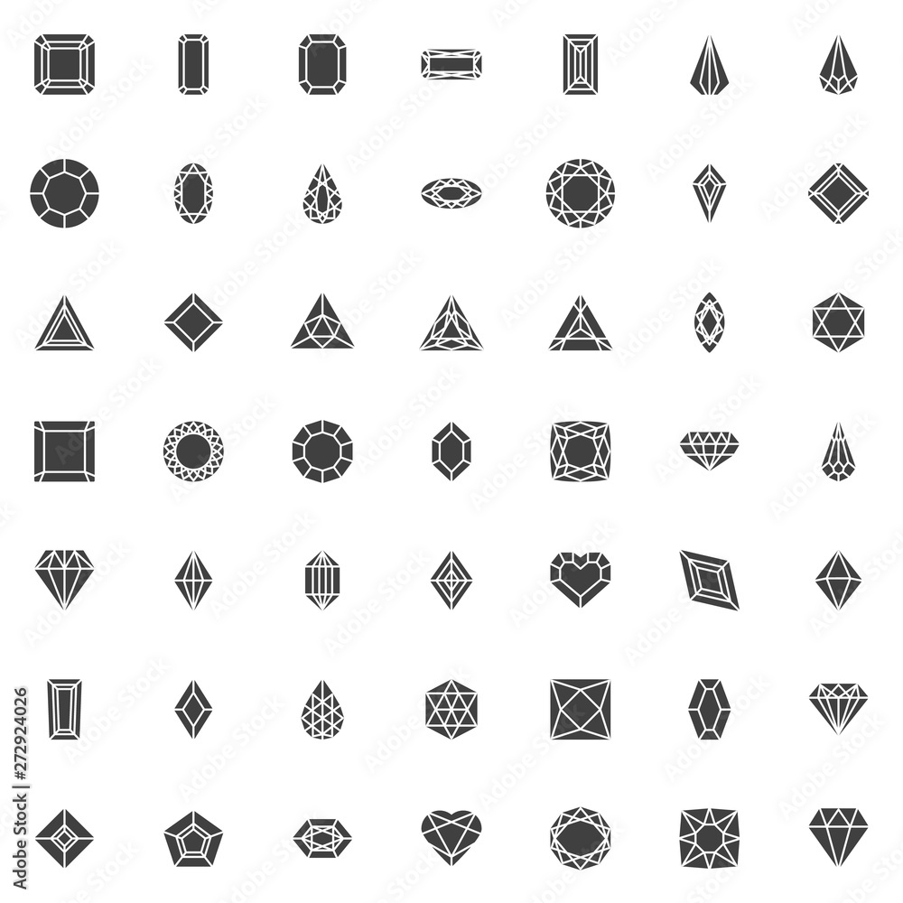 Various diamond shapes vector icons set, modern solid symbol collection ...