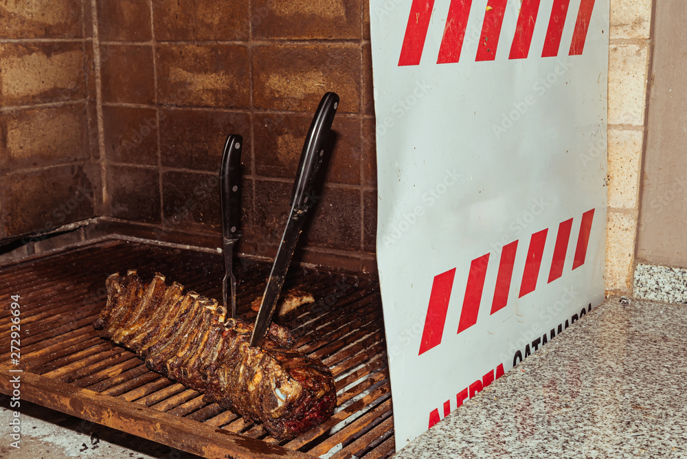 "Parrillada" Argentine barbecue make on live coal (no flame), beef ...