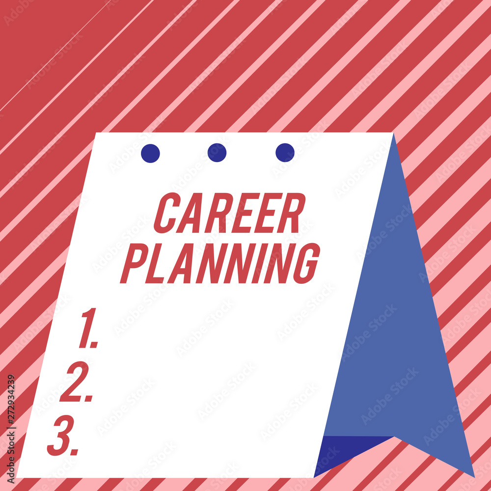 Text sign showing Career Planning. Business photo showcasing A list of ...