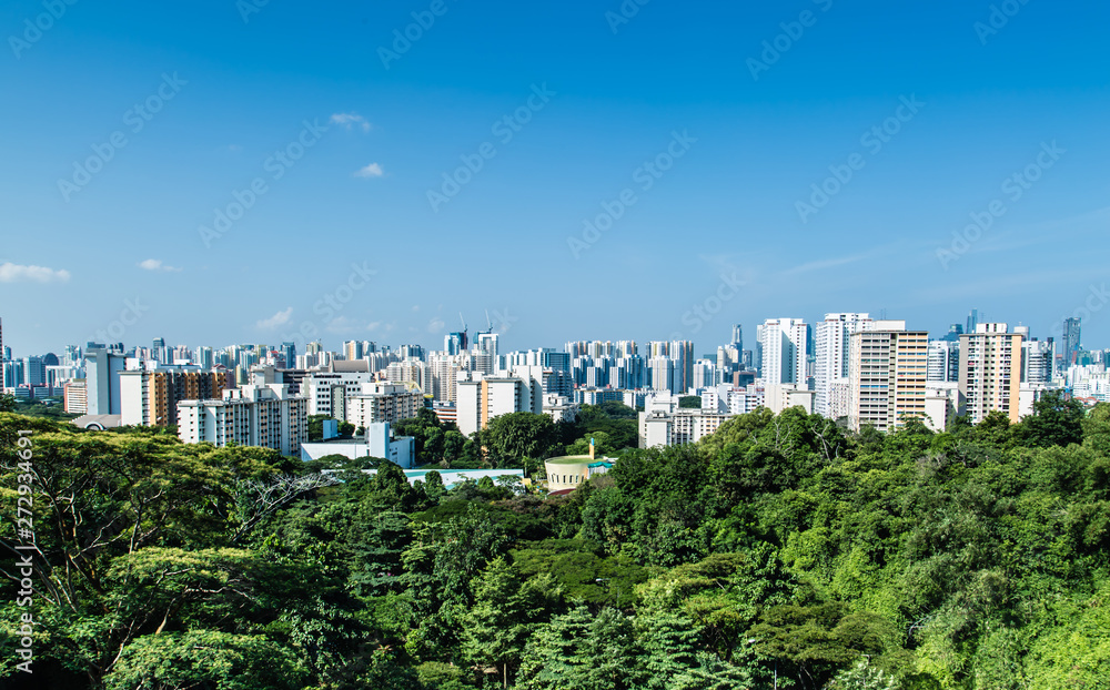 Singapore HDB residential building in green forest skyline Stock Photo ...