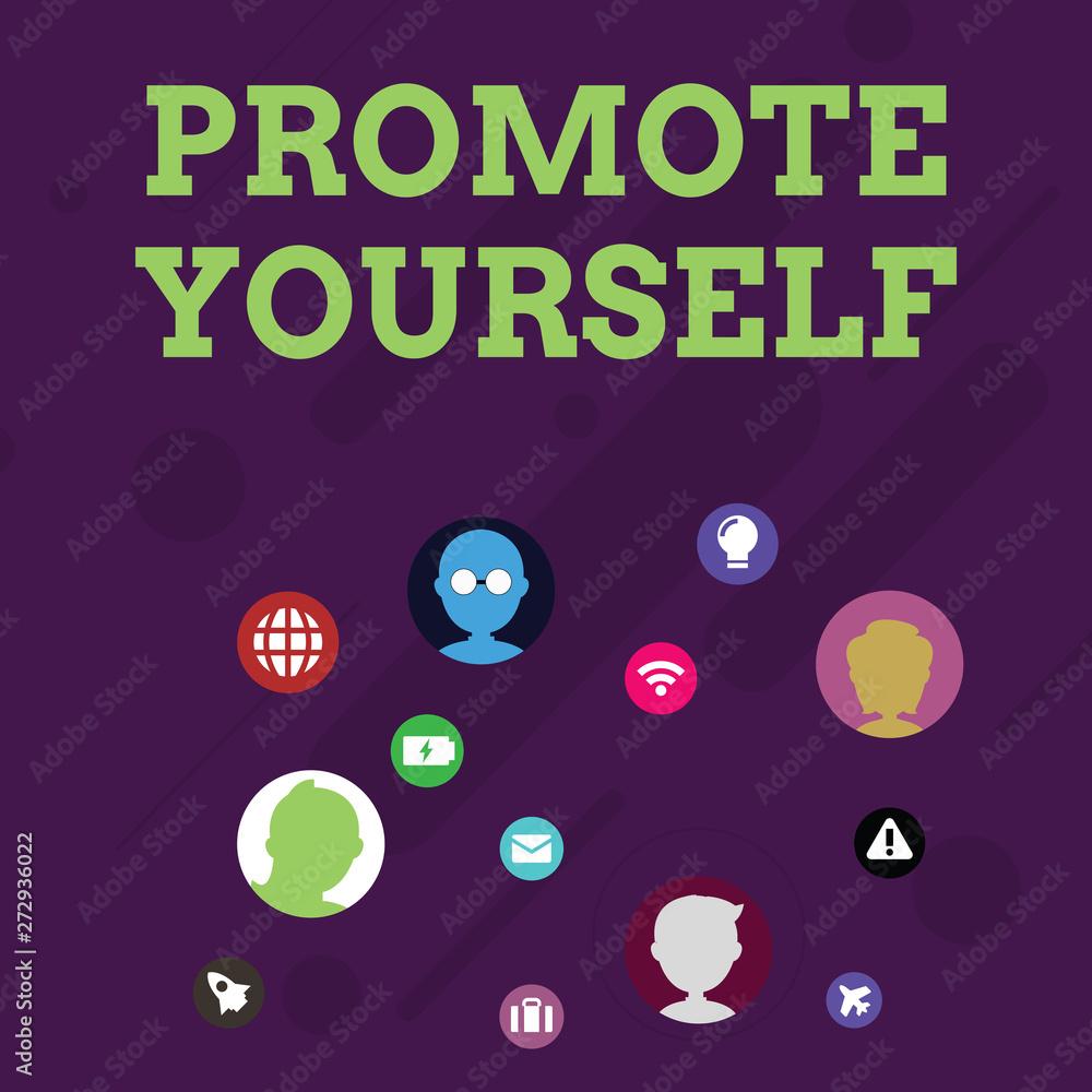 Word writing text Promote Yourself. Business photo showcasing market ...