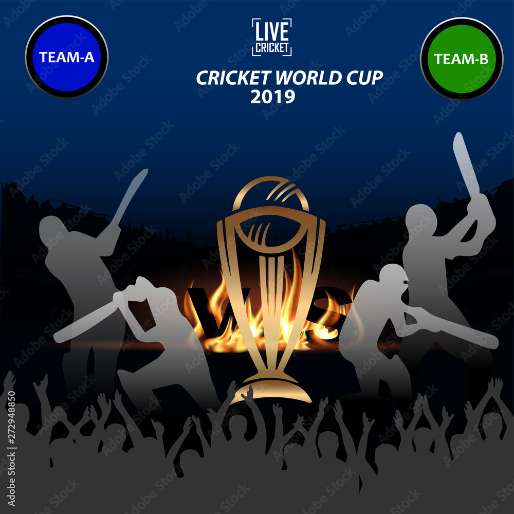 ICC world cup - Cricket stadium background with flag and trophy. Vector ...
