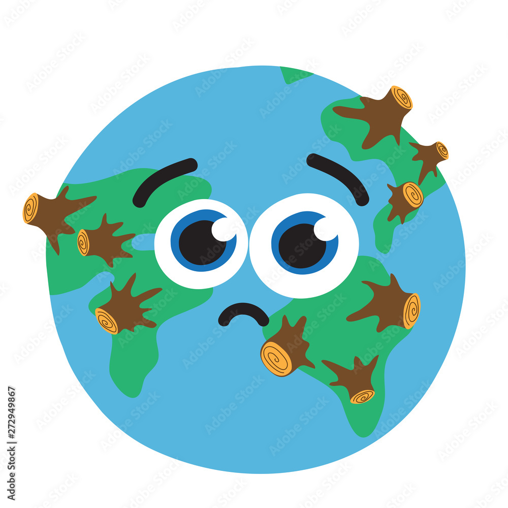 Planet Earth and deforestation. Global problems. Vector illustration ...