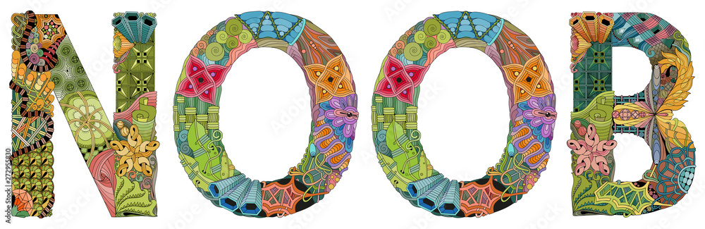 Word NOOB. Vector zentangle object for decoration Stock Vector | Adobe ...