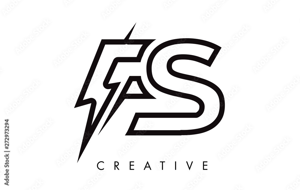 FS Letter Logo Design With Lighting Thunder Bolt. Electric Bolt Letter ...