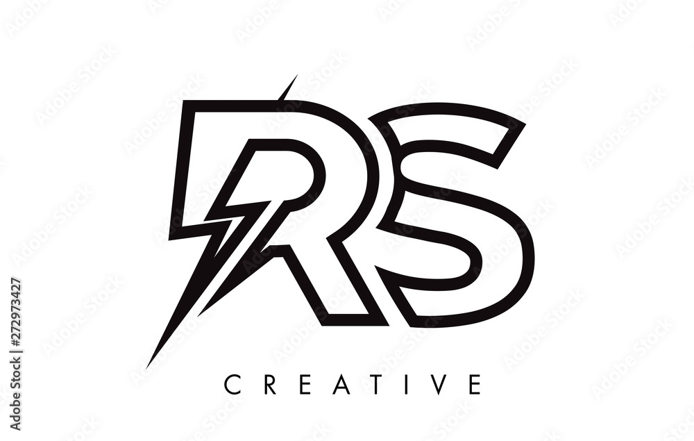 RS Letter Logo Design With Lighting Thunder Bolt. Electric Bolt Letter ...