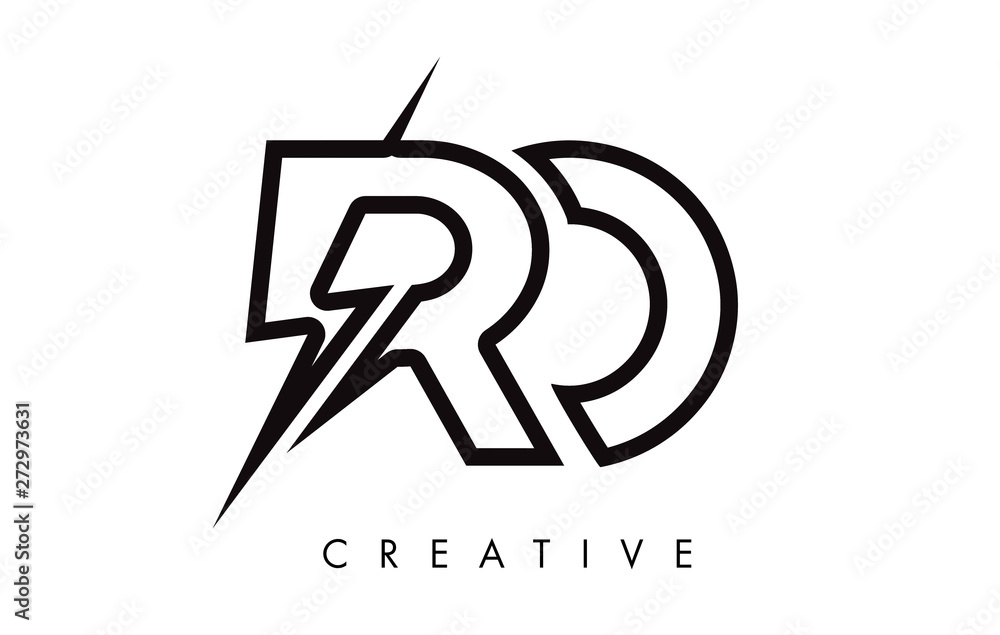 RO Letter Logo Design With Lighting Thunder Bolt. Electric Bolt Letter ...