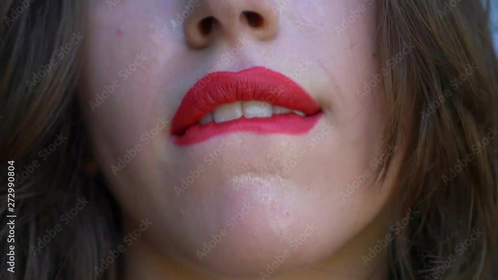 Sexy Girl Licks Her Tongue Lips Kiss On Camera Stock Video Adobe Stock